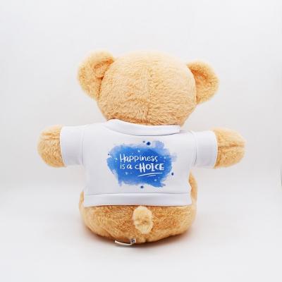 China DIY Custom Stuffed Toy Sublimation Blank Teddy Bear Plush Toy With Printable White T Shirt for sale