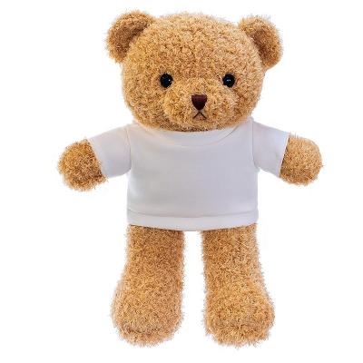 China DIY Custom Stuffed Toy Sublimation Blank Teddy Bear Plush Toy With Printable White T Shirt for sale