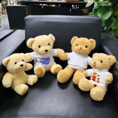 China DIY Custom Stuffed Toy Sublimation Blank Teddy Bear Plush Toy With Printable White T Shirt for sale