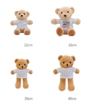 China DIY Custom Stuffed Toy Sublimation Blank Teddy Bear Plush Toy With Printable White T Shirt for sale