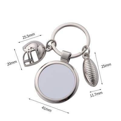 China DIY Custom Sublimation Rugby Cap Keychain Baseball Football World Cup Metal Keychains For Sublimation Photo Transfer for sale