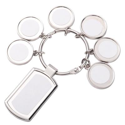 China DIY Creative Gift Sublimation Blank Keyring Pendant with Printable Metal insert for sale