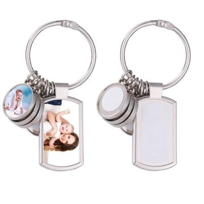 China DIY Creative Gift Sublimation Blank Keyring Pendant with Printable Metal insert for sale