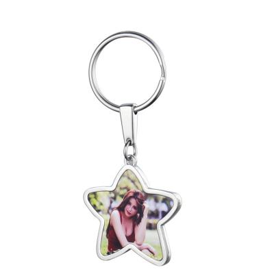 China Heart And Star Shape Blank Sublimation Keyring Custom Pendant Key Ring for sale