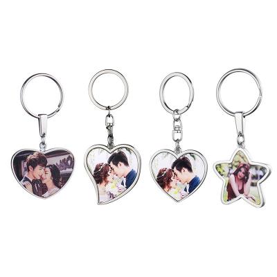 China Heart And Star Shape Blank Sublimation Keyring Custom Pendant Key Ring for sale