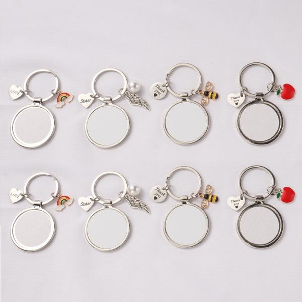 Round Sublimation Metal Keychain Pendant For Sublimation Photo Transfer Printing