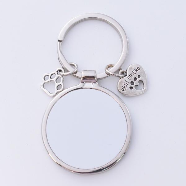 Round Sublimation Metal Keychain Pendant For Sublimation Photo Transfer Printing