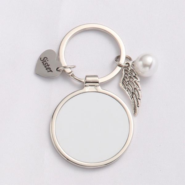 Round Sublimation Metal Keychain Pendant For Sublimation Photo Transfer Printing
