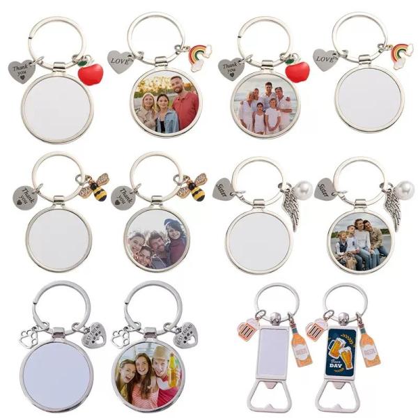 Round Sublimation Metal Keychain Pendant For Sublimation Photo Transfer Printing