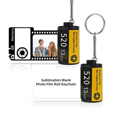 China Diy Sublimation Blank Memory Film Keychain Loving Memory Photo Film Roll Double Sided Sublimation Memory Keychains for sale