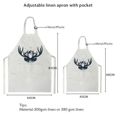 Cina Apron in lino a sublimazione regolabile con tasca per adulti e bambini in vendita