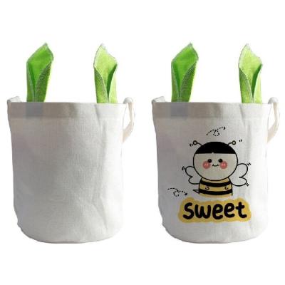 China 35*45cm DIY Sublimation Easter Basket Blanks With Rabbit Ears For Easter Day for sale