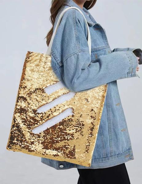 Quality Customizable DIY Sublimation Blanks Magic Reversible Sequin Tote Bag 40*34cm for sale