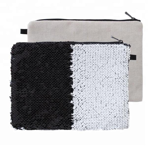 Quality DIY Sublimation Sparkly Sequin Makeup Bag Customized Sequin Cosmetic Bag Blanks for sale