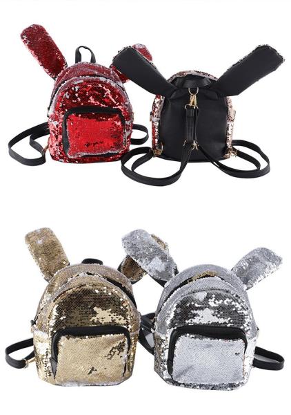 Quality Stylish Shiny Sublimation Sequin Backpack With Rabbit Ear For Sublimation for sale