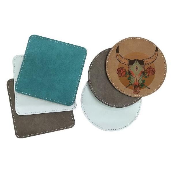 Quality Personalized Blank Sublimation PU Leather Coasters For Sublimation Photos Printing for sale