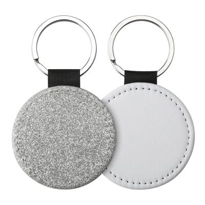 China Personalized Sparkle Leather Pendant Key Chain For Sublimation Printing for sale