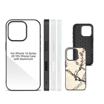 China Custom Sublimation Iphone 16 TPU Silicone Phone Case With Aluminium Sheet Blank Mobile Phone Cover for sale