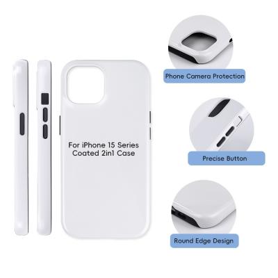 中国 2 in 1 硬いサブライメーション電話ケース iPhone 15 空白 3d コーティング 携帯カバー サブライメーション 販売のため