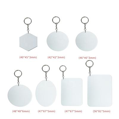 China Custom Double Sided Blank Sublimation Plastic Keychain Diy Sublimation Key Chain for sale