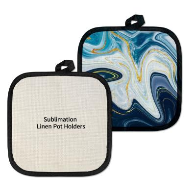 China Customized Linen Sublimation Pot Holder With Rubber Back Heat Resistant Placemat 8 Inch for sale