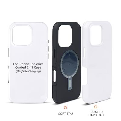 Cina 3D Sublimazione 2 in 1 Rivestito Cassa MagSafe per iPhone 16 Cassa per telefono magnetica a trasferimento di calore in vendita