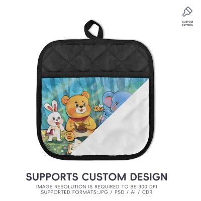 Cina Presine nere in lino per sublimazione con tasca, sottopentola personalizzati in vendita