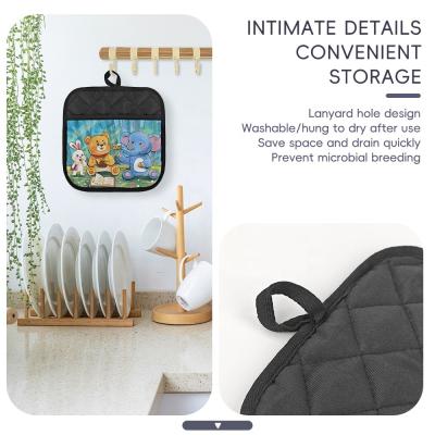 Cina Presine nere in lino per sublimazione con tasca, sottopentola personalizzati in vendita