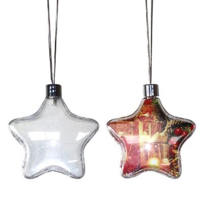 China Blank Sublimation Christmas Tree Ornaments Transparent Plastic Star Sublimation Christmas Ornament for sale