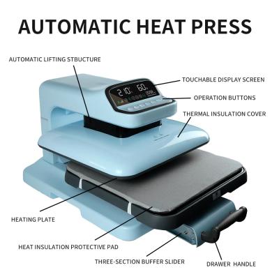 China Intelligent Touch Panel Heat Transfer Machine Auto Press Auto Release Heat Press Printer With Pull Out Skateboard for sale
