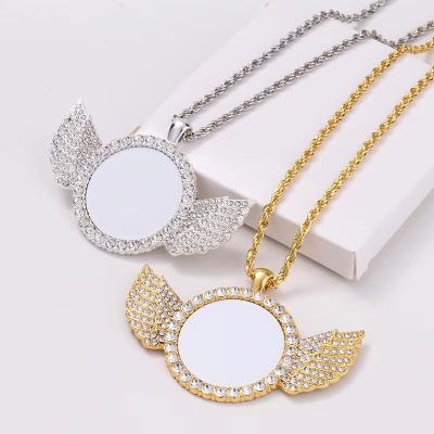 China Juwelen Ervaring Hanger Halsketting Sublimatie Blank Rhinestones Wing Halsketting Te koop