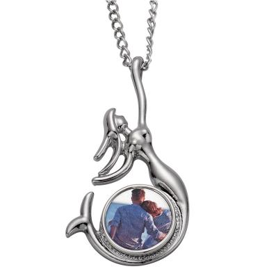 China Gepersonaliseerde Moederdag Ketting Sublimatie Zeemeermin Drukknop Ketting sieraden voor mama Te koop