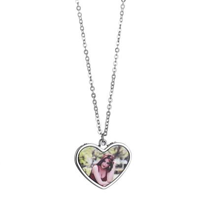 Cina Collana con ciondolo a cuore in argento per sublimazione con foto personalizzata in vendita