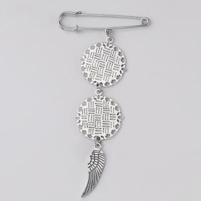 China Sublimation Metal Brooch Custom Print Photo Memorials Angel Wings Memory Charms for sale