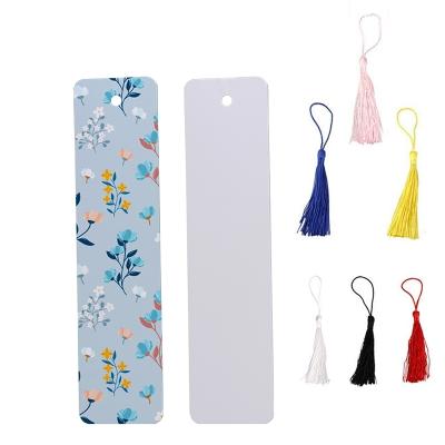 China custom photo bookmark Metal Aluminum Bookmarks Gloss White Blank Sublimation Bookmark With Tassel for sale