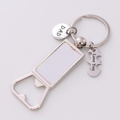 Cina Regalo per la festa del papà Fai da te Portachiavi in metallo personalizzato Sublimazione Apribottiglie Portachiavi in vendita