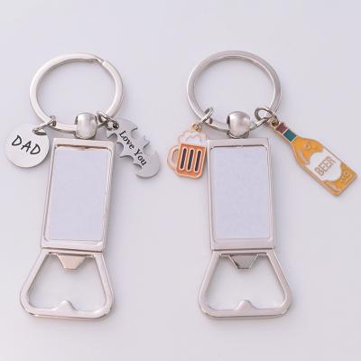 Cina Regalo per la festa del papà Fai da te Portachiavi in metallo personalizzato Sublimazione Apribottiglie Portachiavi in vendita