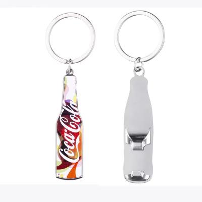 China Custom Metal Beer Bottle Opener Sublimation Blank Bottle Opener Keychain for sale