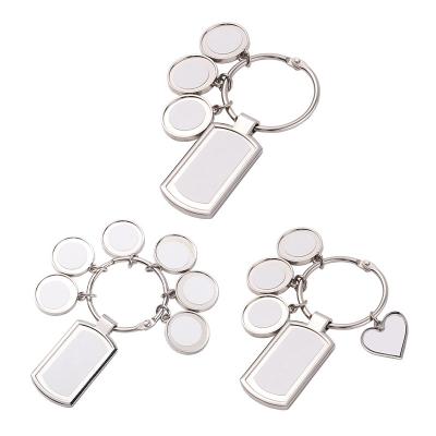 China Custom Promotional Gift Keychain Blank Design Sublimation Charms Set Keychains With 3 Tags for sale