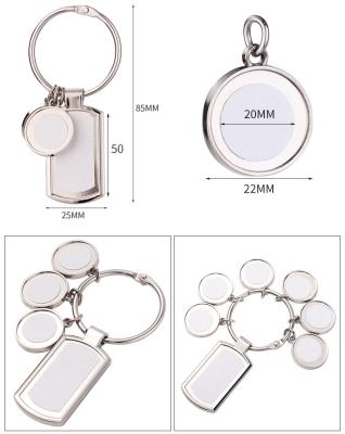 China Sublimatie Blank Metalen Sleutelhanger Met 6 Ronde Tags Diy Foto Sleutelhangers Te koop