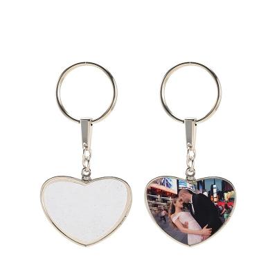 China Custom Photo Keyring Double Sided Sublimation Heart Keychain With Black Box Packing for sale