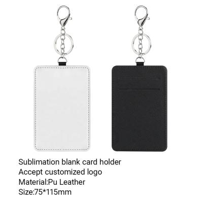China Sublimation Custom Blank ID Card Holder Luggage Tag Keychain Diy Custom Pu Leather Sublimation Card Holder for sale
