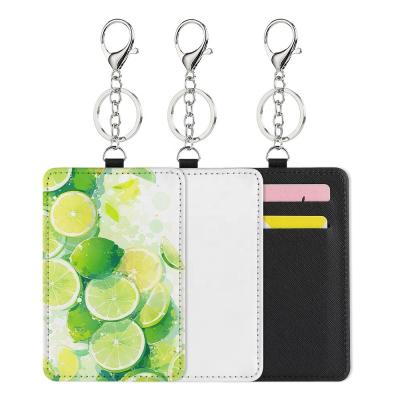 China Sublimation Custom Blank ID Card Holder Luggage Tag Keychain Diy Custom Pu Leather Sublimation Card Holder for sale