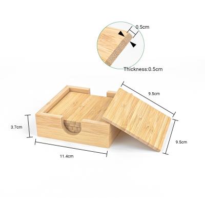 China Square Shape Sublimation Bamboo Wooden Coaster Set With Holder Custom Wooden Tea Cup Mat Pad Bamboo Coaster for sale
