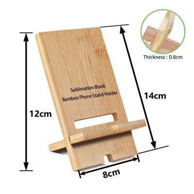 China Sublimate On Wood Ornaments Diy Cell Phone Wood Stand For Desk Wooden Mobile Phone Holder for sale