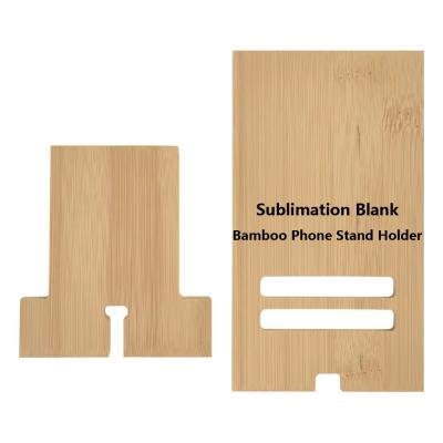 China Sublimate On Wood Ornaments Diy Cell Phone Wood Stand For Desk Wooden Mobile Phone Holder for sale