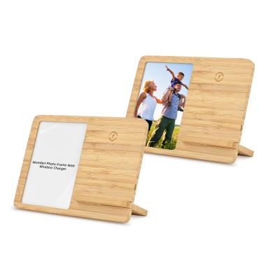 China Bamboo Wooden Sublimation Picture Frame DIY Custom Logo With Wireless Charger Wood Sublimation Photo Frame for sale