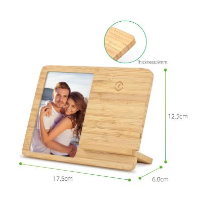 China Bamboo Wooden Sublimation Picture Frame DIY Custom Logo With Wireless Charger Wood Sublimation Photo Frame for sale