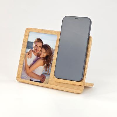 China Bamboo Wooden Sublimation Picture Frame DIY Custom Logo With Wireless Charger Wood Sublimation Photo Frame for sale