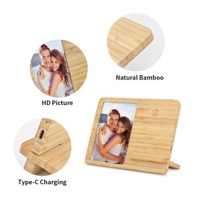 China Bamboo Wooden Sublimation Picture Frame DIY Custom Logo With Wireless Charger Wood Sublimation Photo Frame for sale